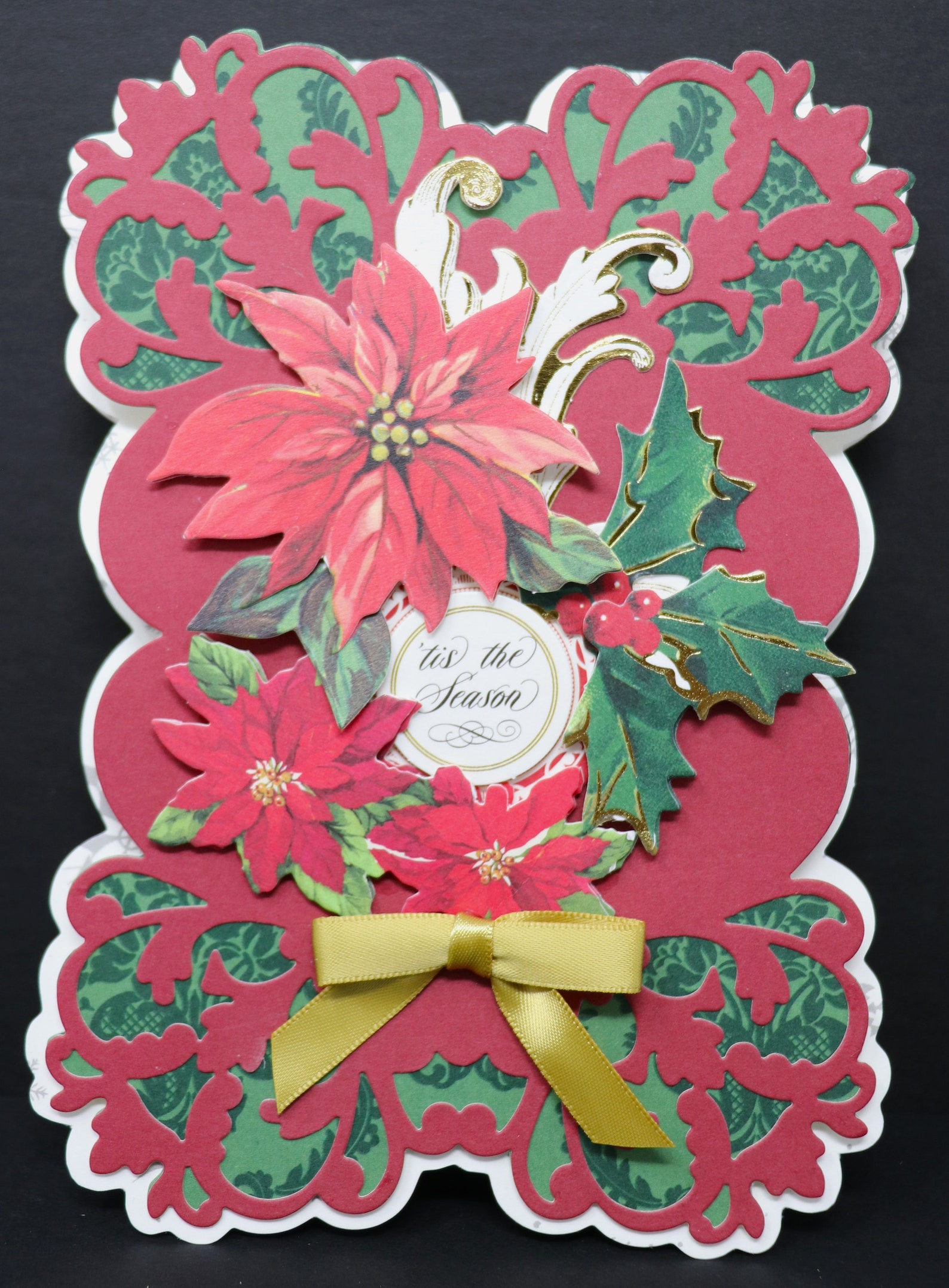 Handmade Elegant Victorian Vintage Red 5x7 'tis the Season Christmas ...