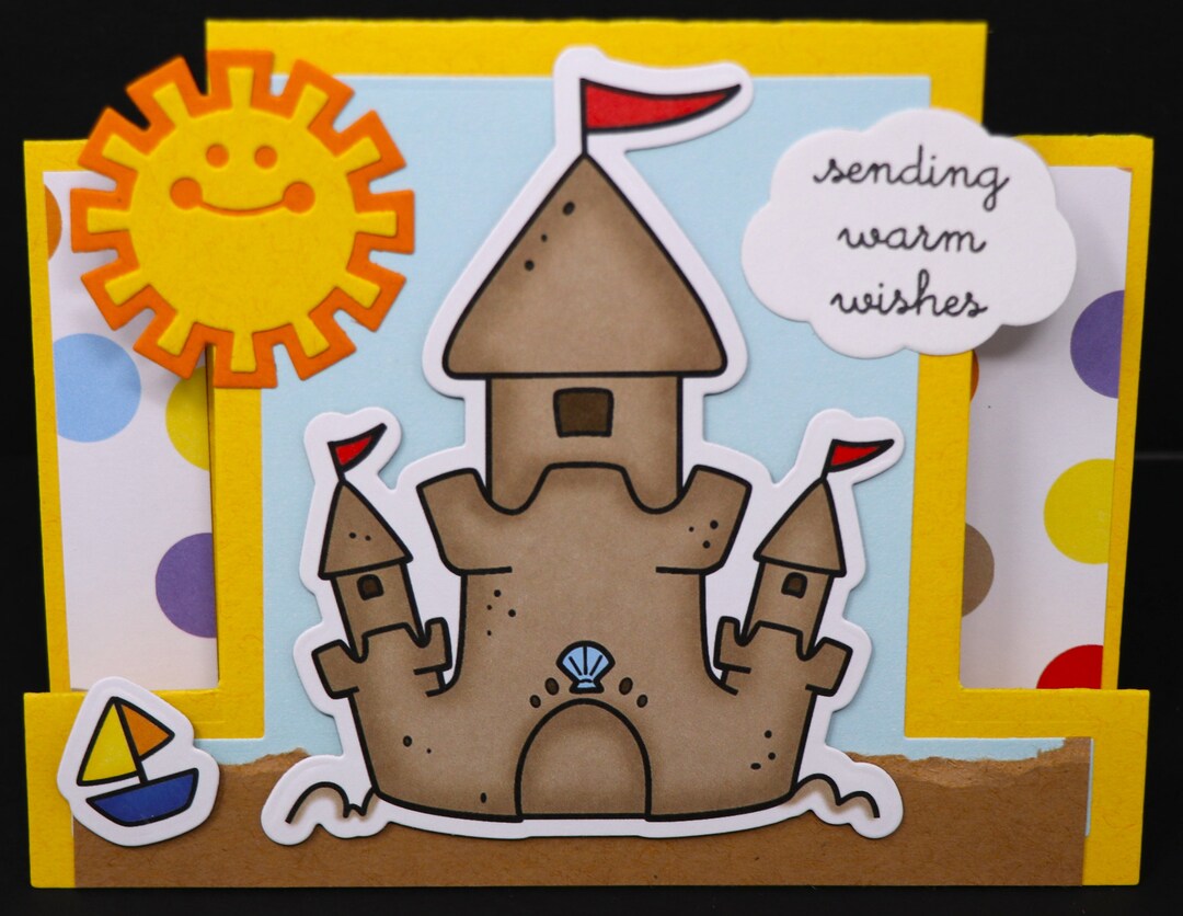A2 Stand up All Occasion Handmade Summer Sandcastle Stand up Card ...
