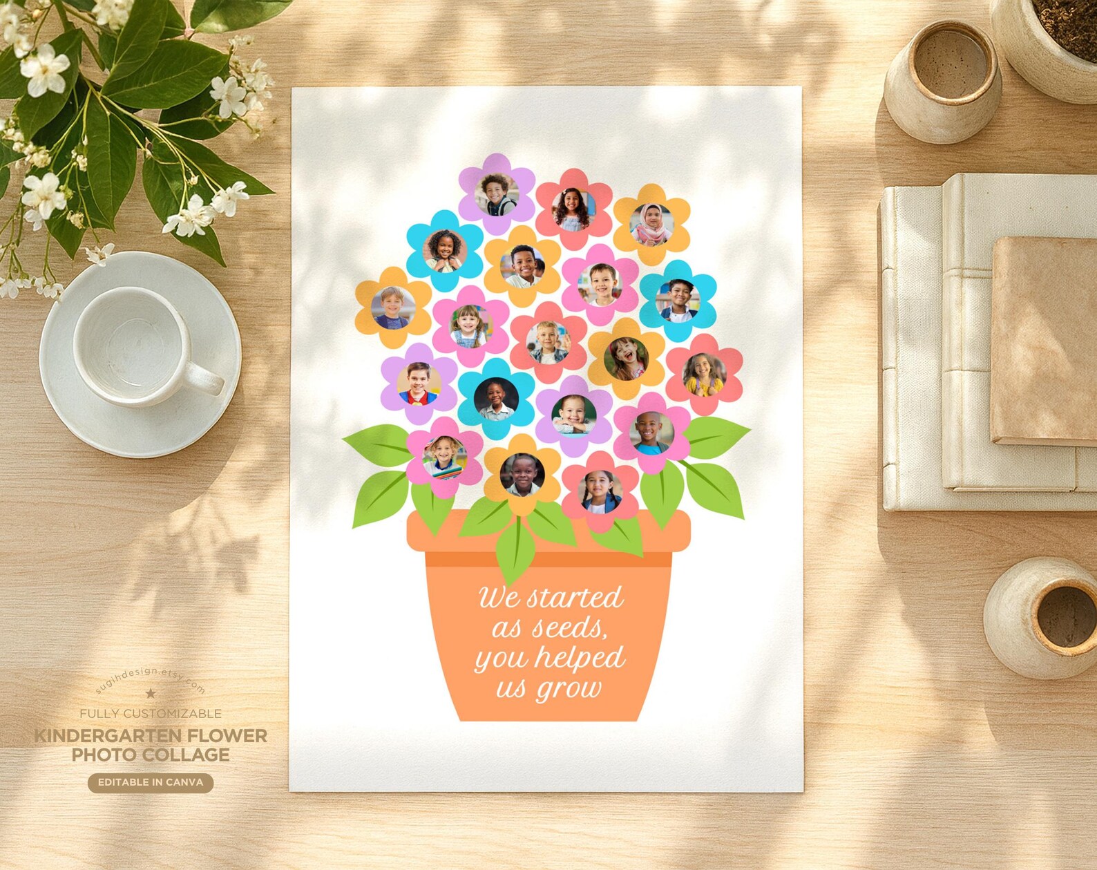 Kindergarten Teacher Appreciation Flower Friends Photo Collage Editable ...