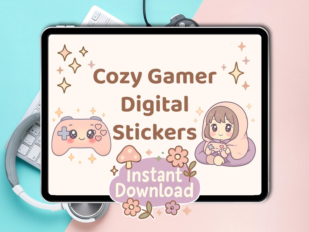 Cozy Gamer Kawaii Sticker Pack | Cute Gaming Digital Stickers ...