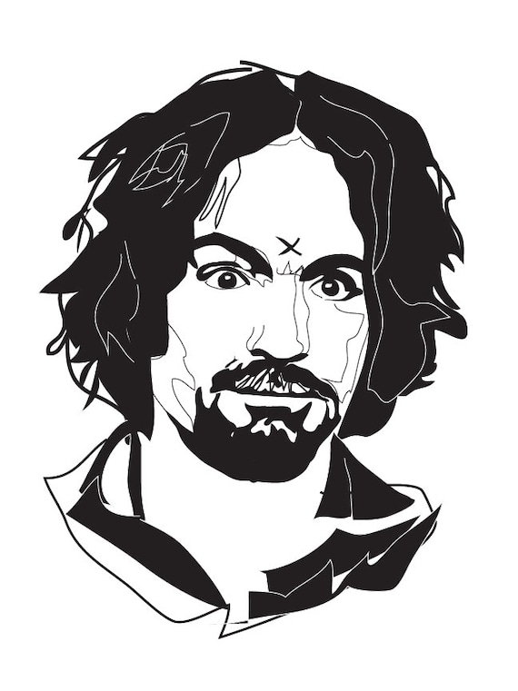 Charlie Charles Manson Black and White Serial Killer Art - Etsy