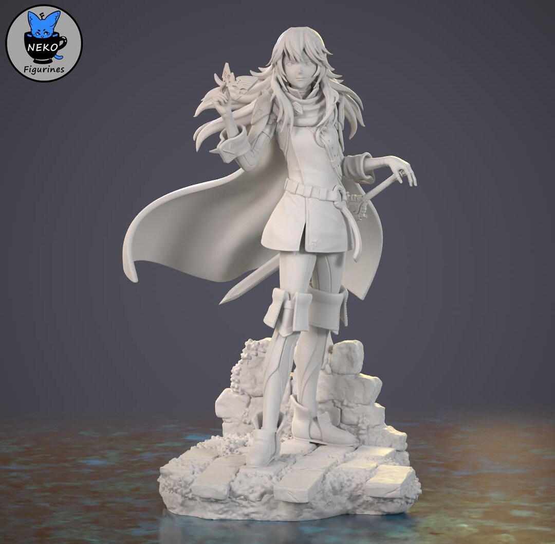 Female Swordmaster Resin 3D Print Neko Figurines Display Figure ...