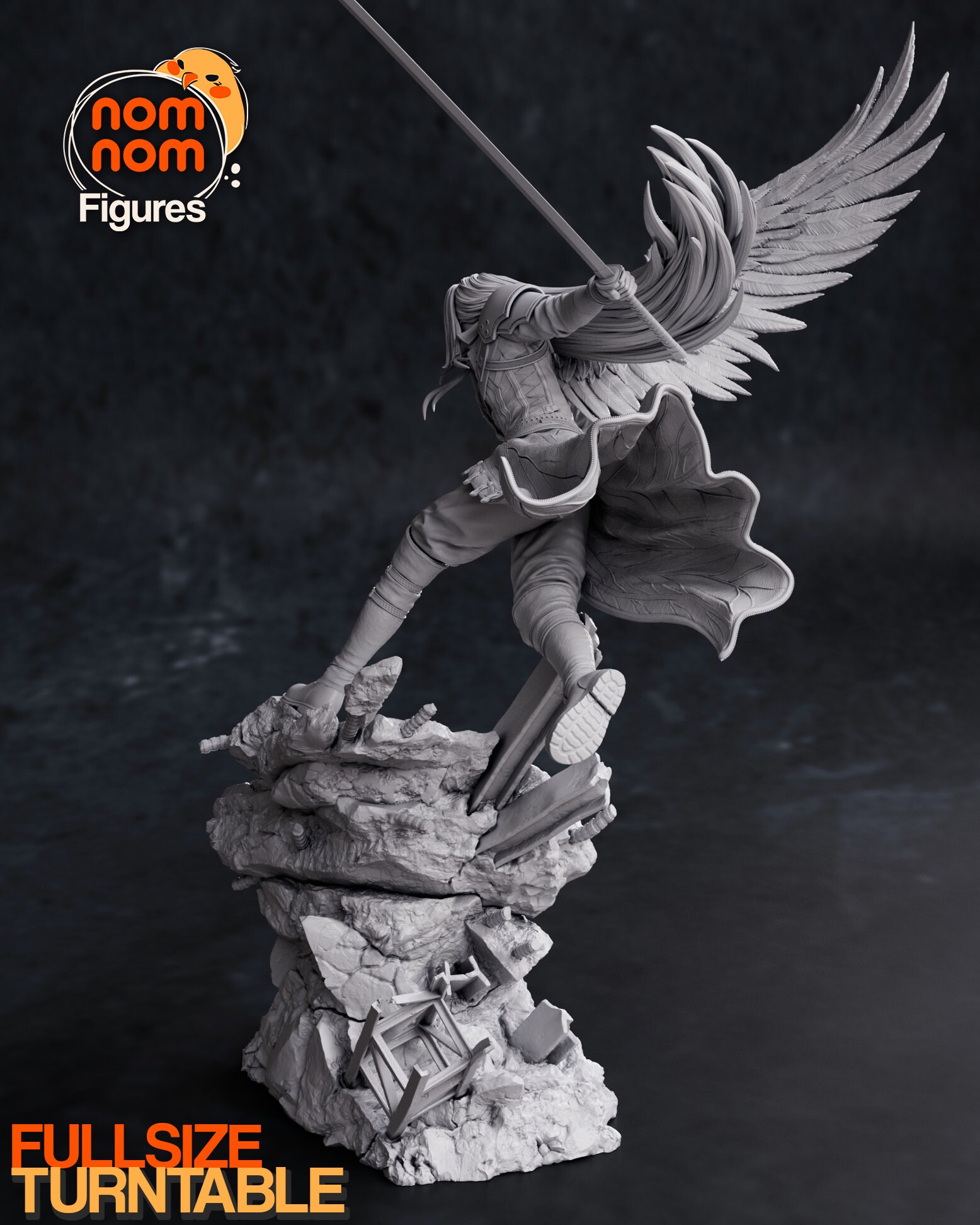 The Fallen Angel Statue Resin 3D Print Anime Sculpture - Etsy
