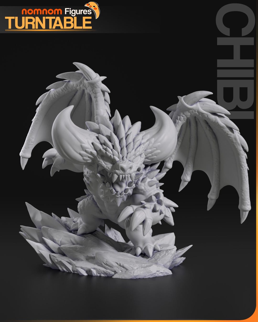 Chibi Spiky Dragon | Resin 3D Print | Nomnom Figures | Display Figure ...