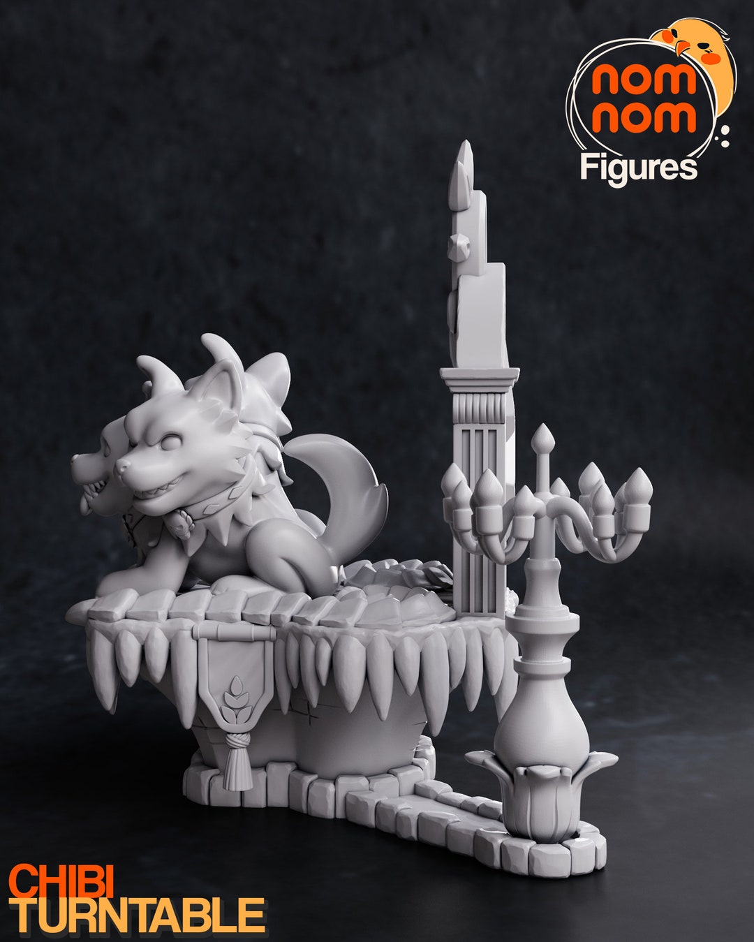 Chibi Cerberus Resin 3D Print Nomnom Figures Display Figure Unpainted ...
