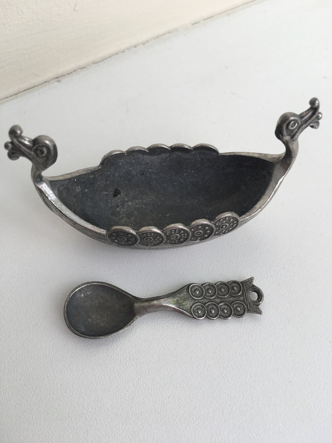 Reservedvintage Norway Tinn Viking Ship Salt Cellar Viking - Etsy
