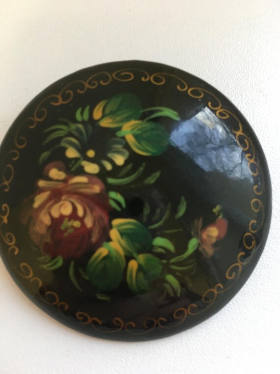 Vintage Russian Hand Painted Wood Lacquerware Floral … - Gem