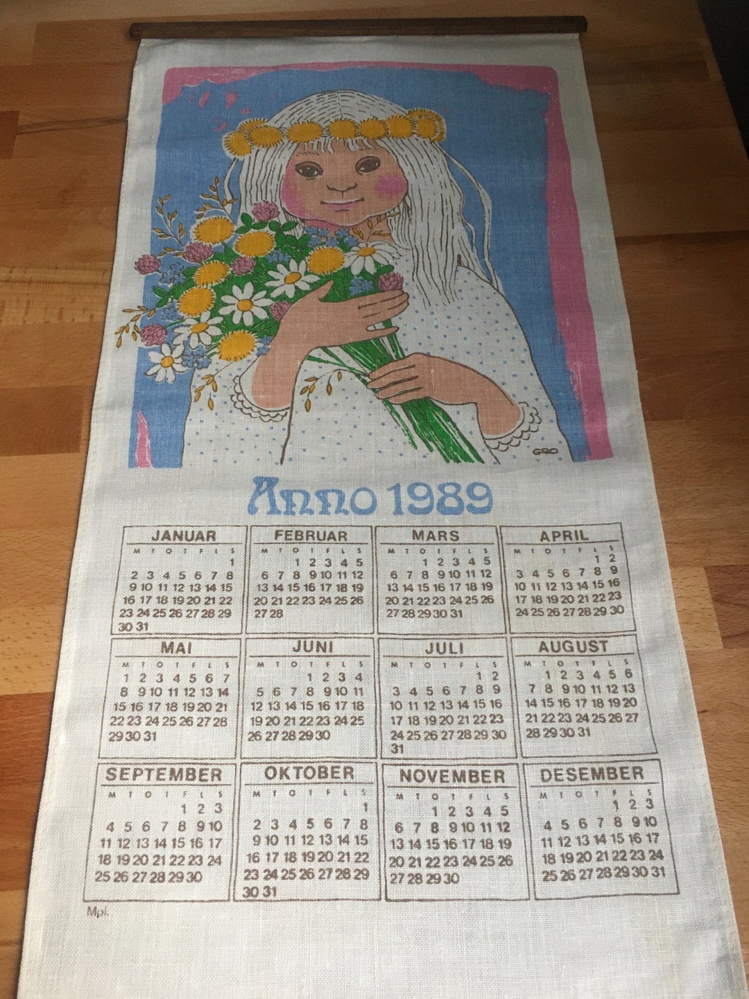 Vintage Kalender 1989 Schwedischer Kalender - Wandbehang ...