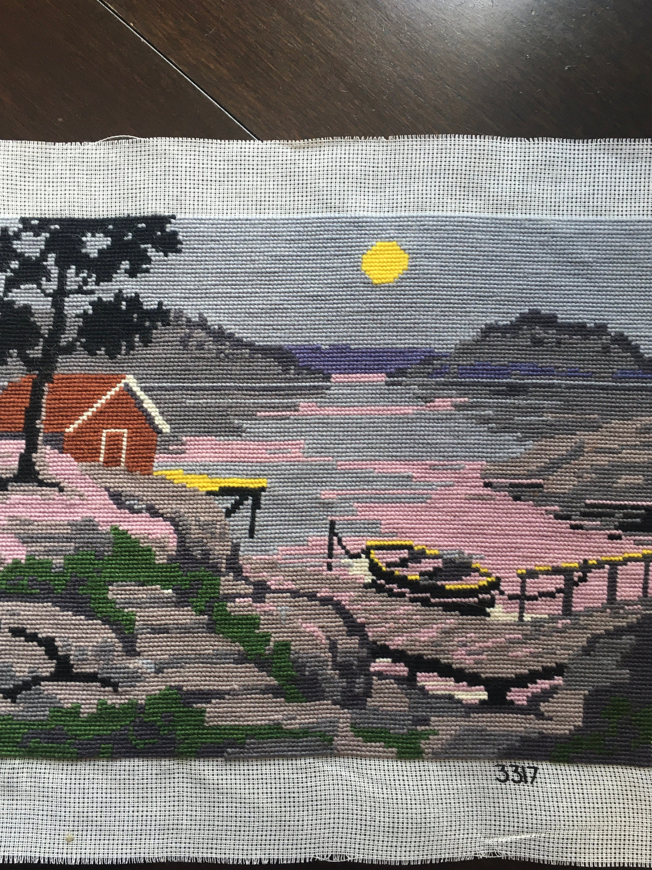 Vintage Danish Needlepoint Landscape evening by the | Etsy