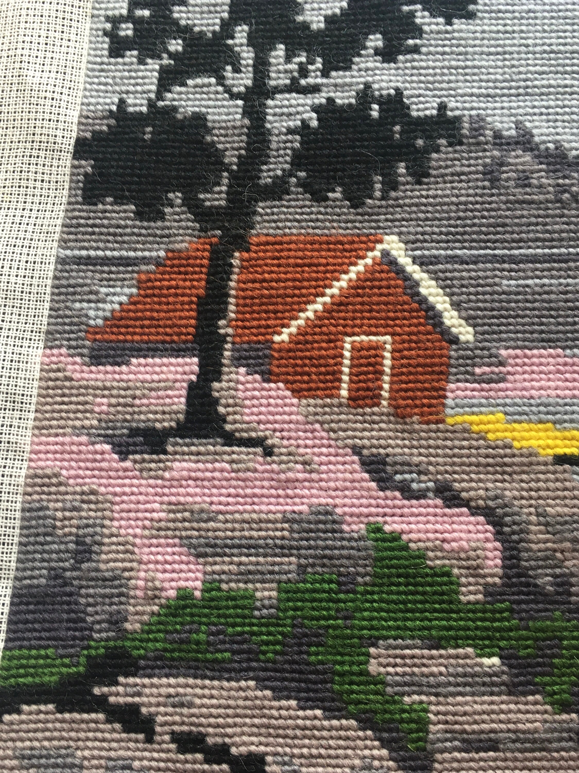 Vintage Danish Needlepoint Landscape evening by the | Etsy