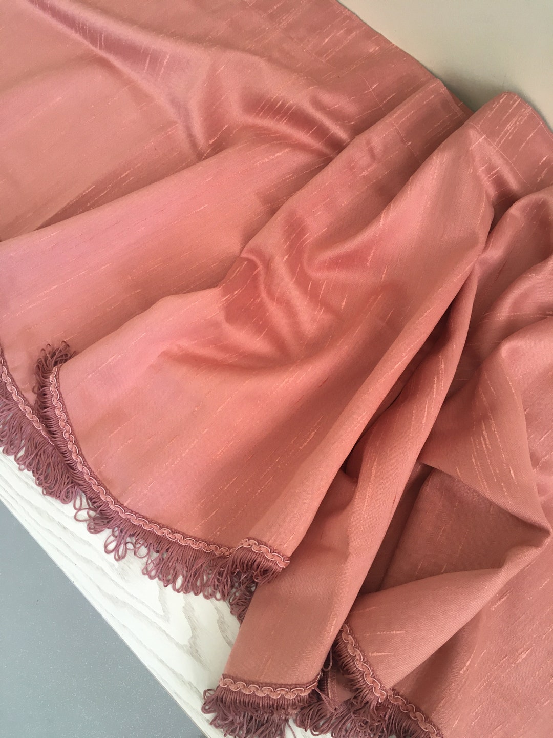 Vintage Pink Curtain Valance With Fringe.home Decor.1980's - Etsy