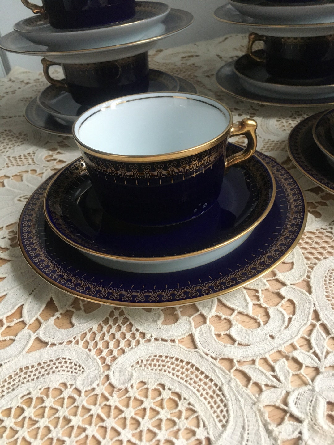 Romanov Ciollection the Royal Cobalt Blue Coffee Trio, Cup Saucer With ...