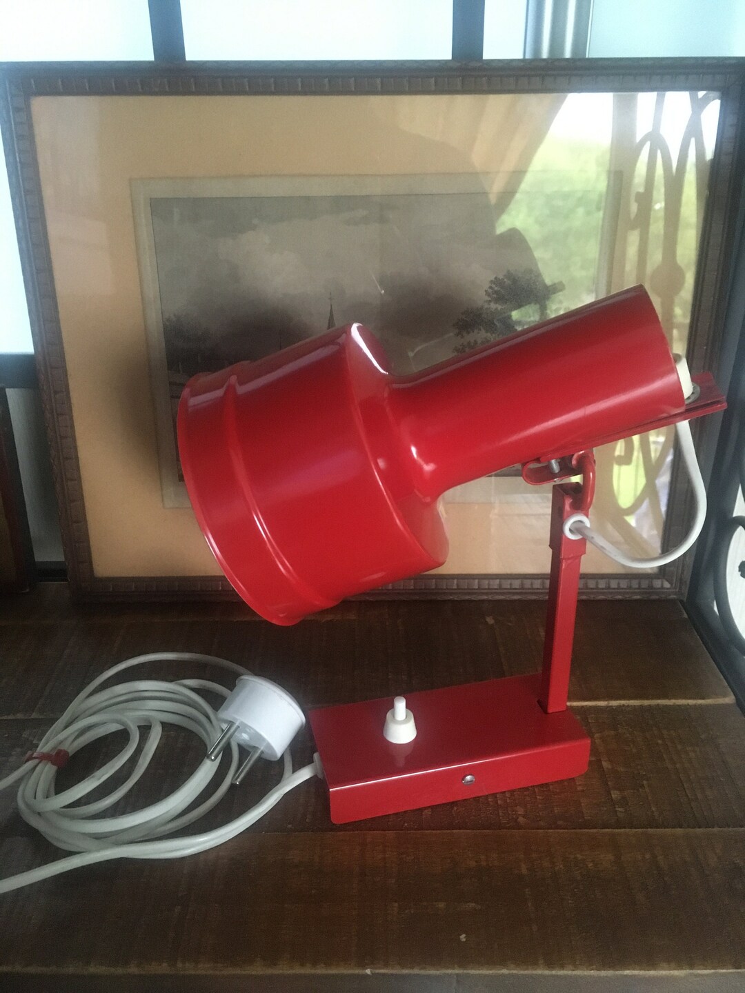 Mid-century Sweden Adjustable Red Metal Desk Lamp,small Red Lamp.home ...