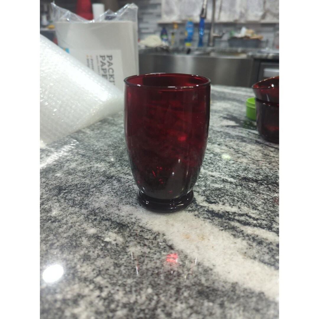 Vintage Anchor Hocking Ruby Red Baltic Footed Juice Glass 4.5" Tall 10 ...