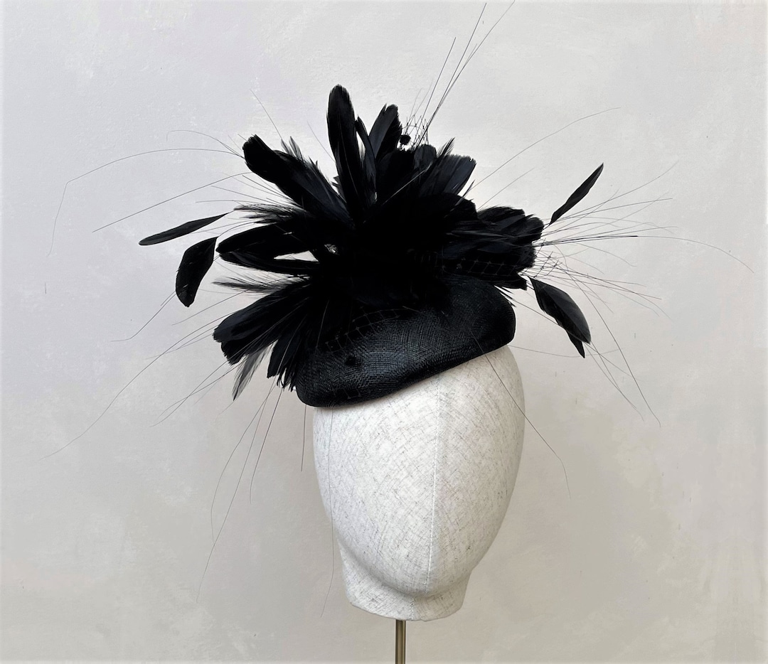 Black Wedding Fascinator Black Feather Wedding Hat Mother of the Bride ...