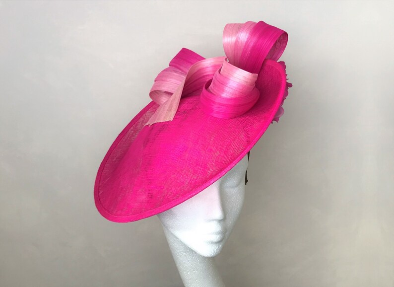 Fuchsia Wedding Hat Bright Pink Ascot Hat Headpiece Cerise - Etsy