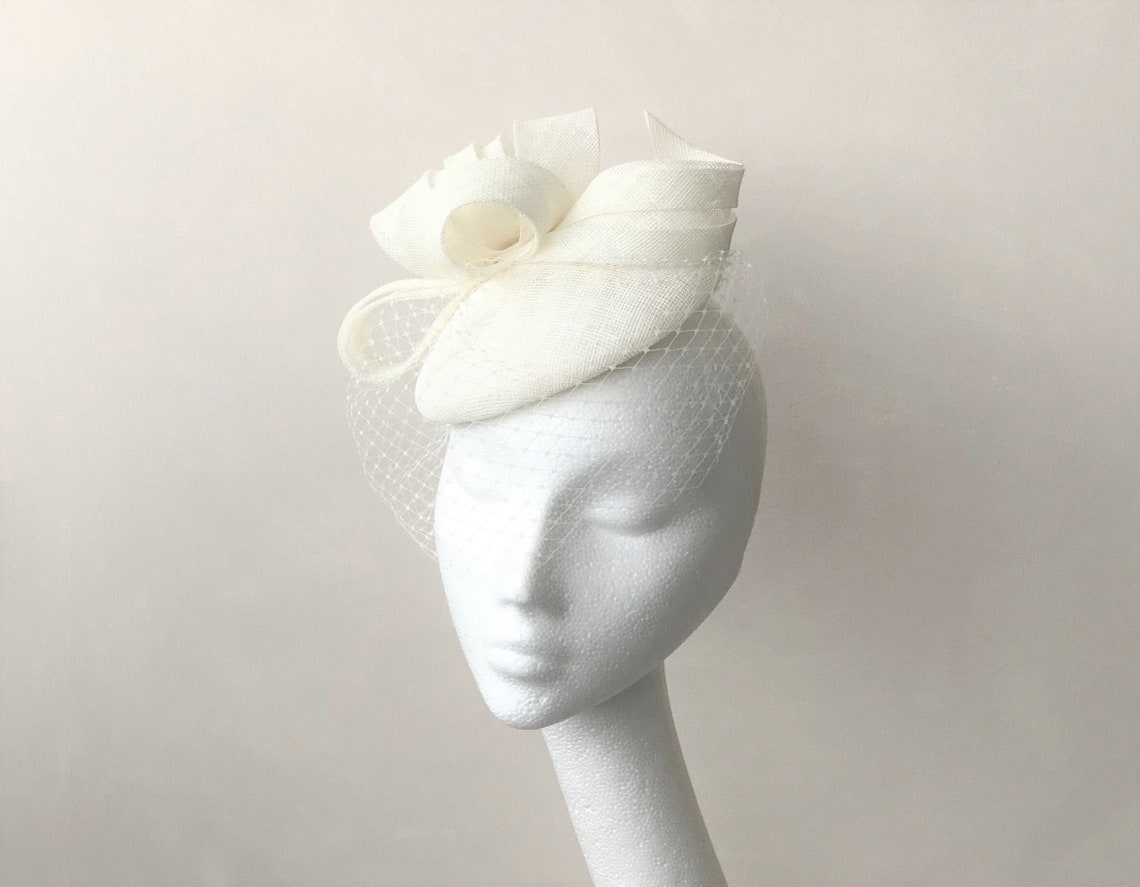 Ivory Fascinator Birdcage Veil Wedding Fascinator Bridal Bird | Etsy