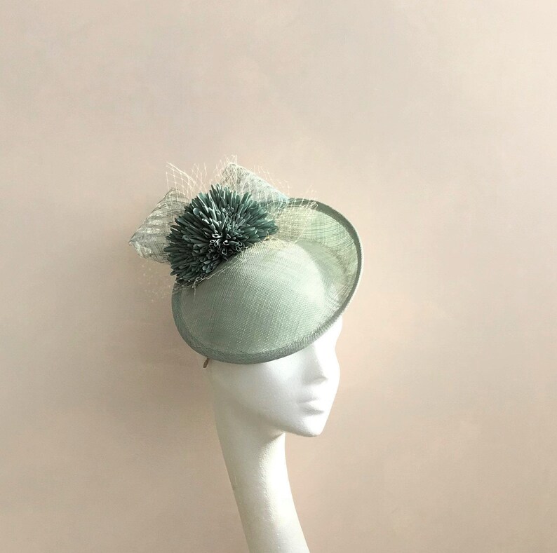 Mint Fascinator Disc Pale Green Wedding Hat Kentucky Derby | Etsy