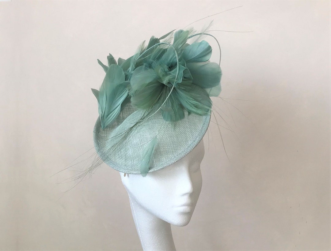 Pale Green Fascinator Ascot Hat Sage Green Disc Hat Wedding Fascinator ...
