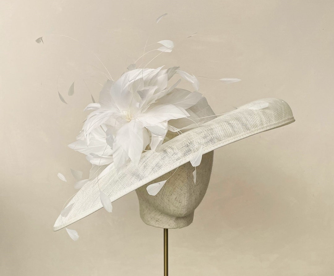 White Kentucky Derby Hat Ivory Wedding Hat off White Feather Mother of ...