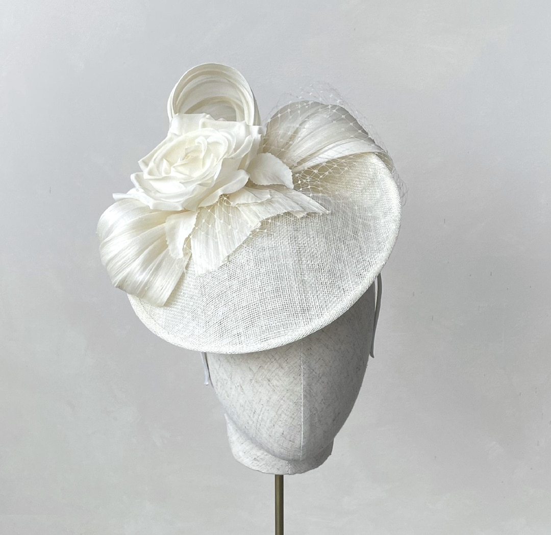 Ivory Fascinator Wedding Fascinator Floral off White Disc Abaca Pale ...