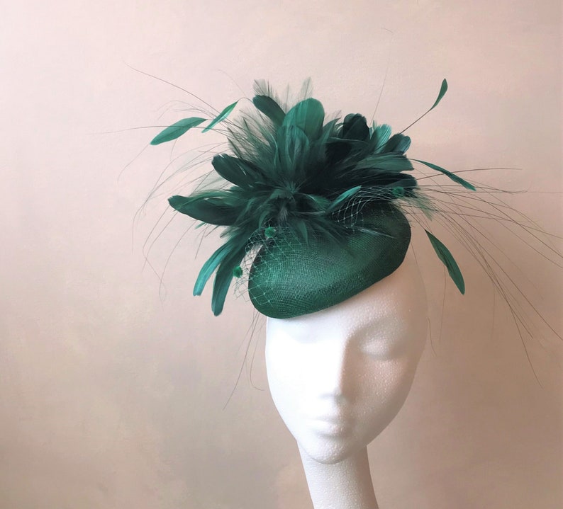 Emerald Green Feather Fascinator Feathers Wedding Guest Hat | Etsy