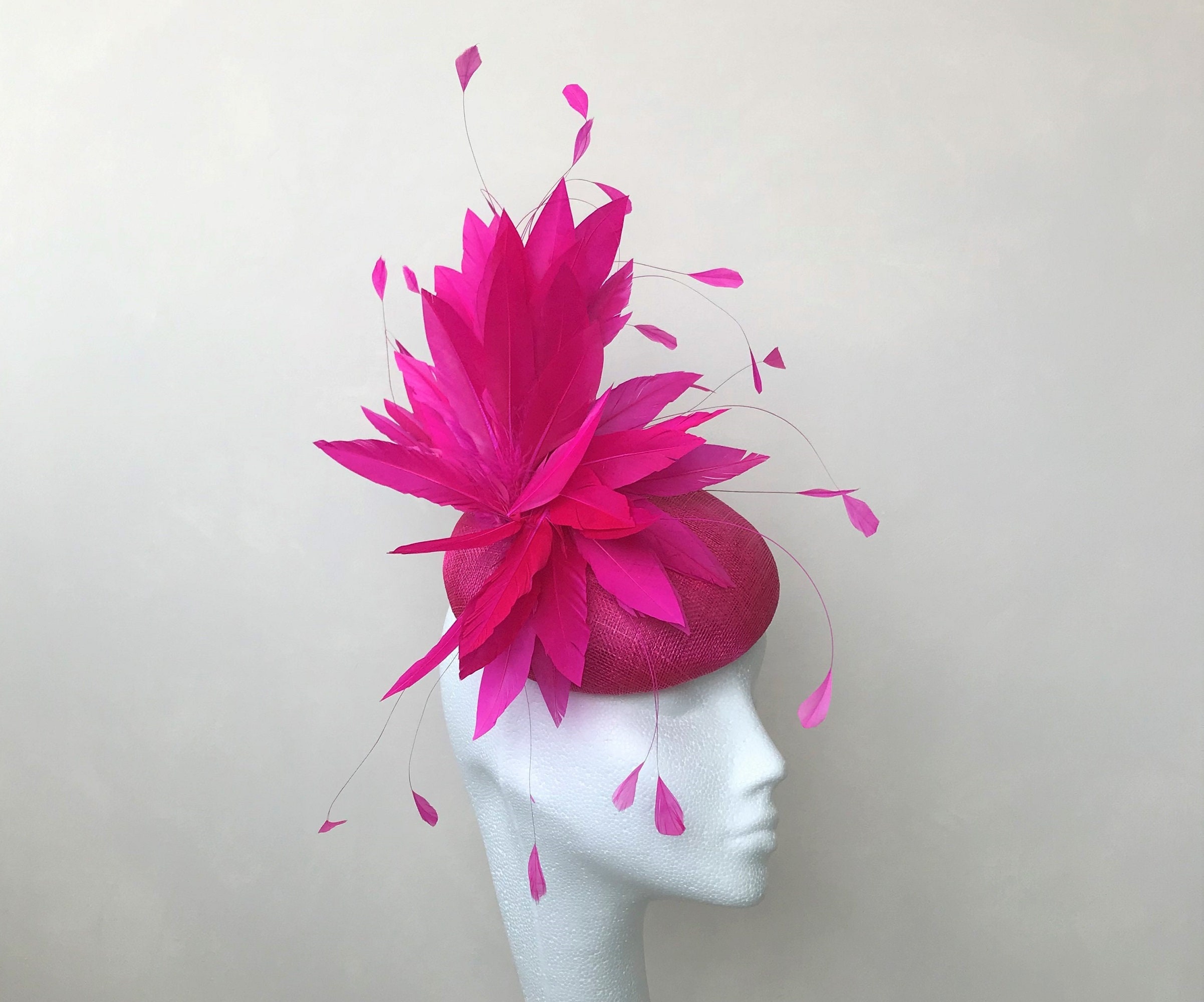 Fuchsia Fascinator Bright Pink Headpiece Wedding Cerise Fascinator Pink ...