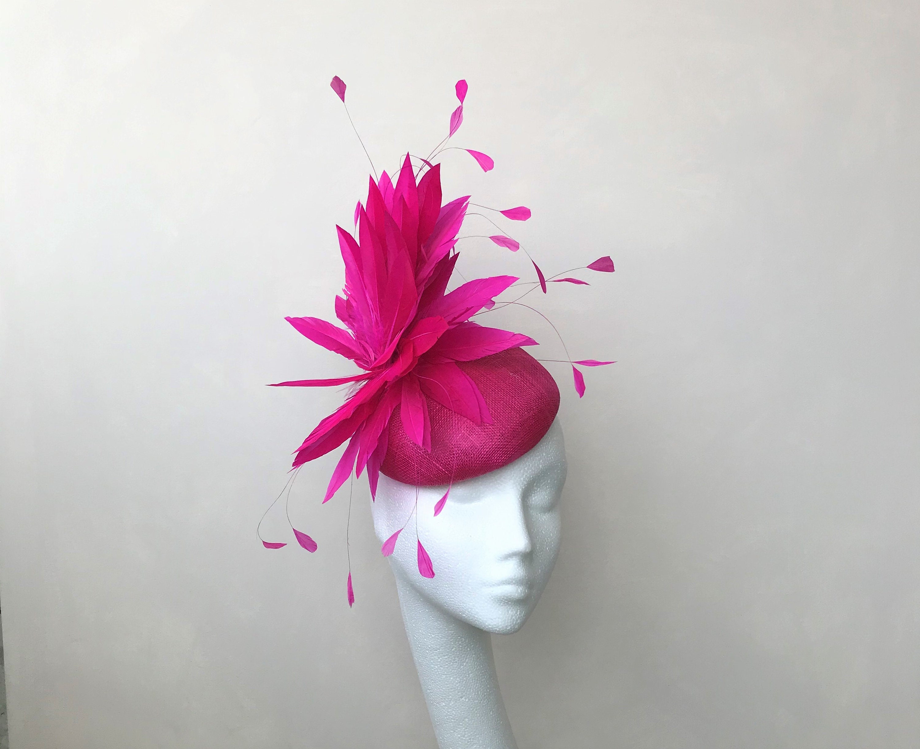 Fuchsia Fascinator Bright Pink Headpiece Wedding Cerise Fascinator Pink ...