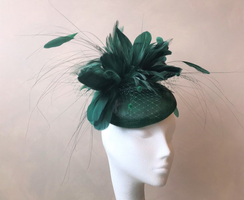 Emerald Green Feather Fascinator Feathers Wedding Guest Hat | Etsy