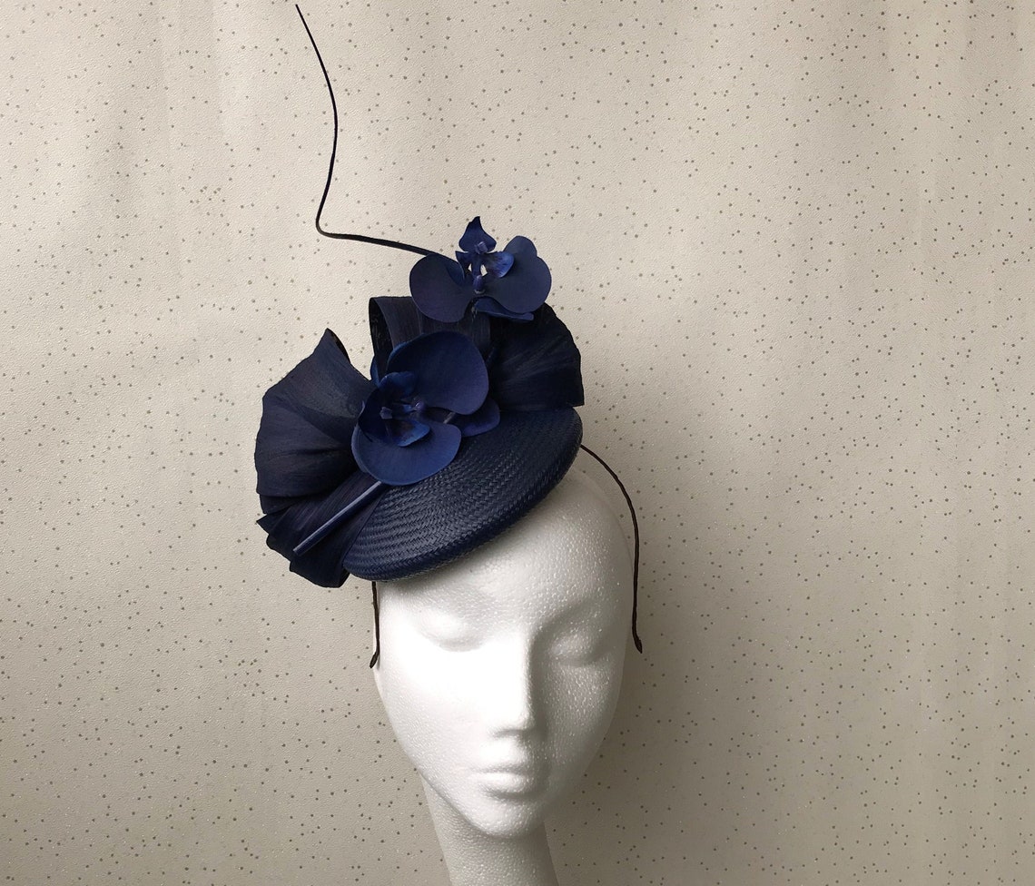 Navy Blue Fascinator Wedding Fascinator Floral Dark Blue - Etsy