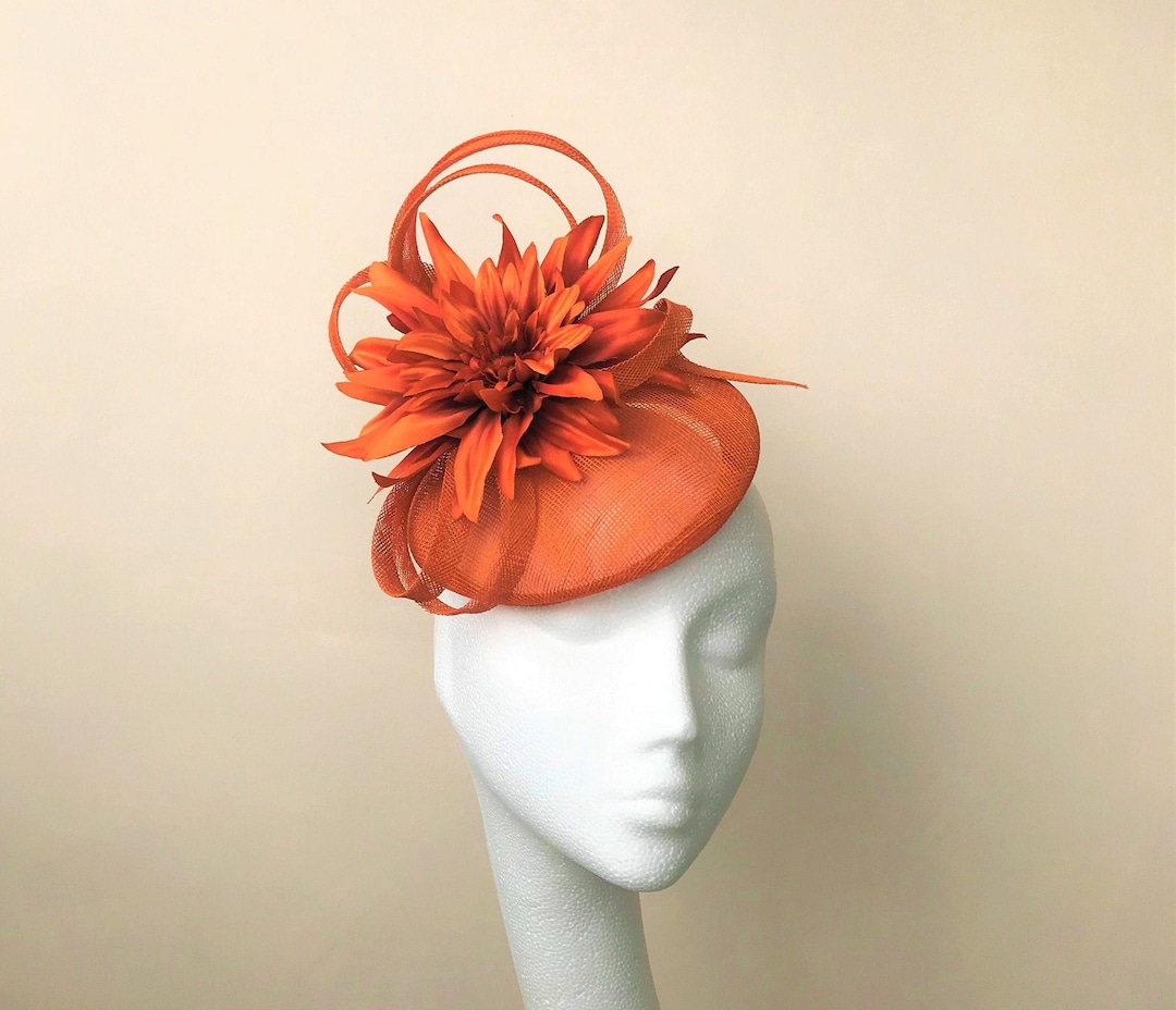 Orange Fascinator Wedding Fascinator Ascot Headpiece Burnt Orange Hat ...