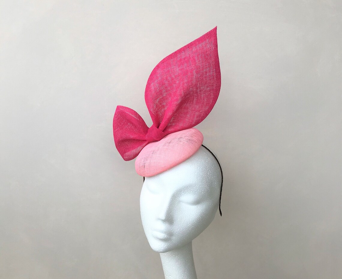 Pink and Cerise Pink Bow Fascinator Oversized Bow Bright Pink | Etsy