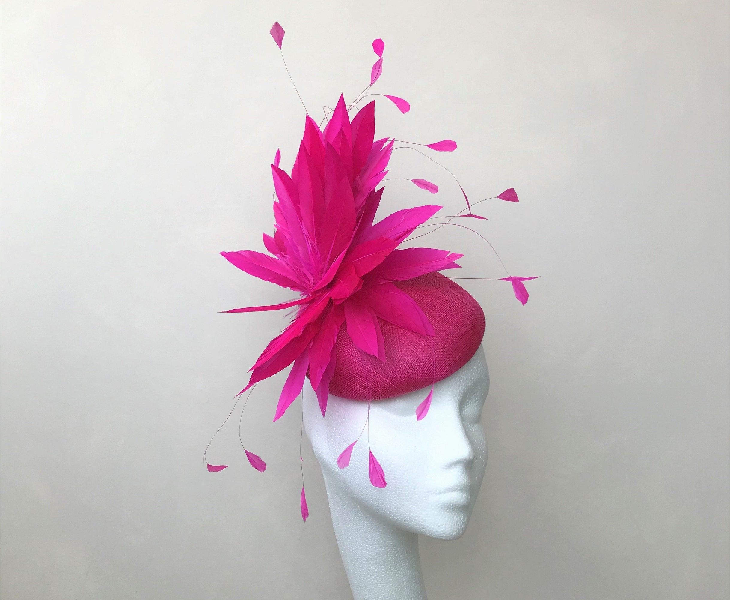 Fuchsia Fascinator Bright Pink Headpiece Wedding Cerise Fascinator Pink ...
