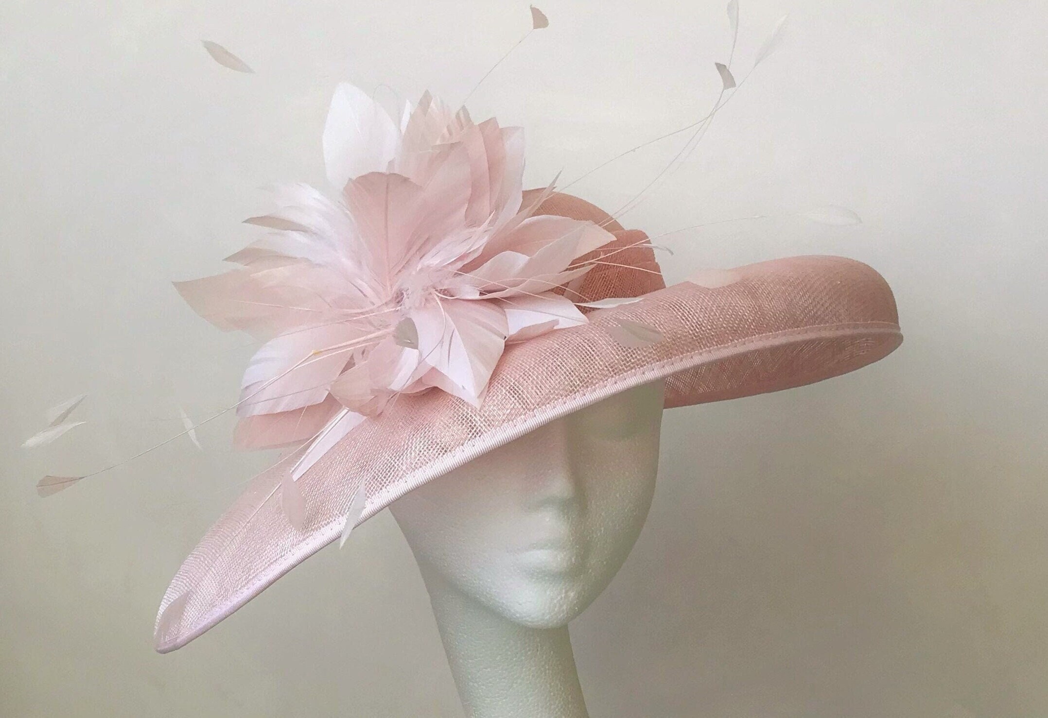 Camilla Wedding Hat Pink Feathers