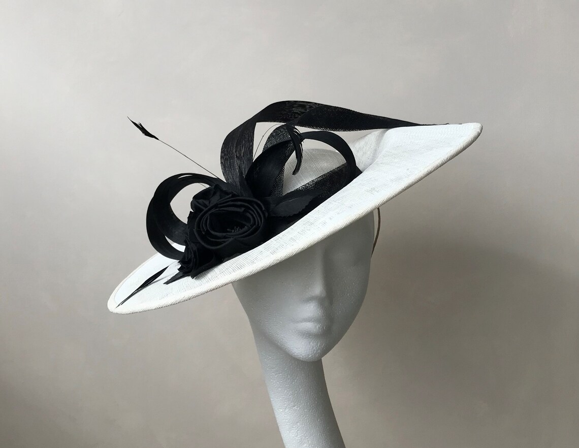 Black and White Wedding Hat Mother of the Bride Headpiece - Etsy UK