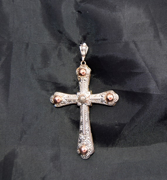 Religious Antique Cross in Gold Platinum and Marquesita | Etsy