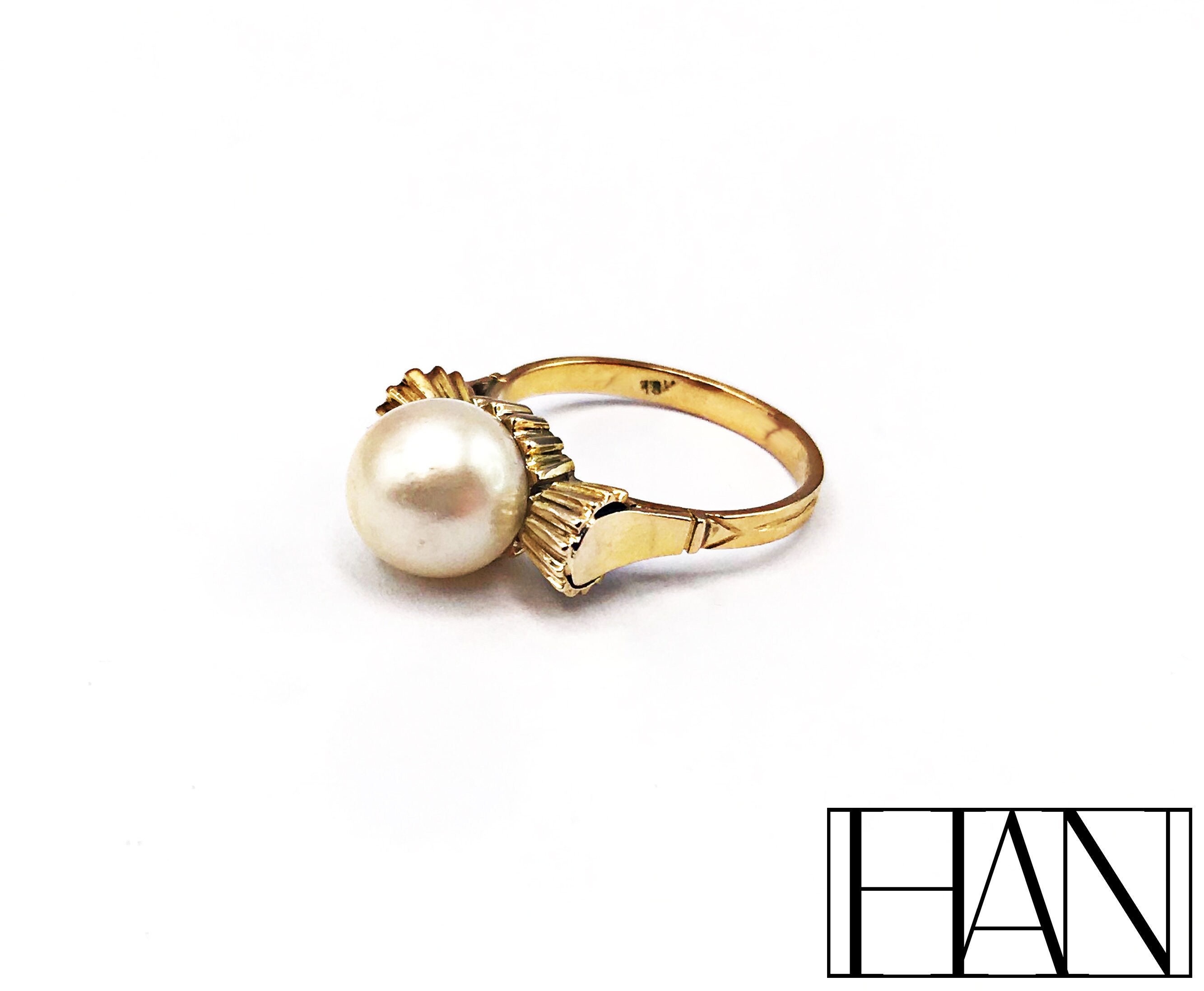 Sortija Moño Con Perla Central Y Todo En Oro 18K Bun Ring With - Etsy