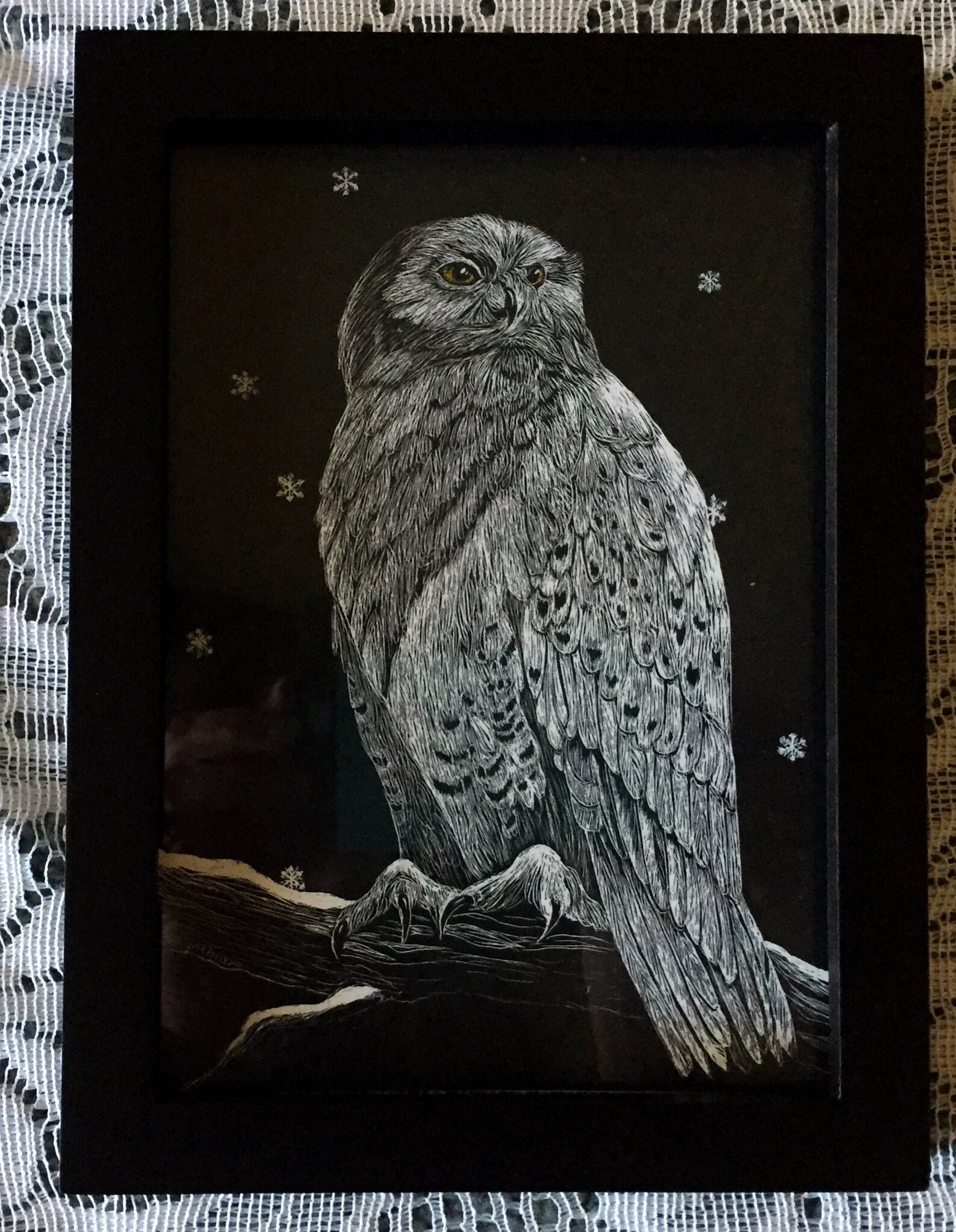 Snowy Owl Scratchboard Greeting Card - Etsy