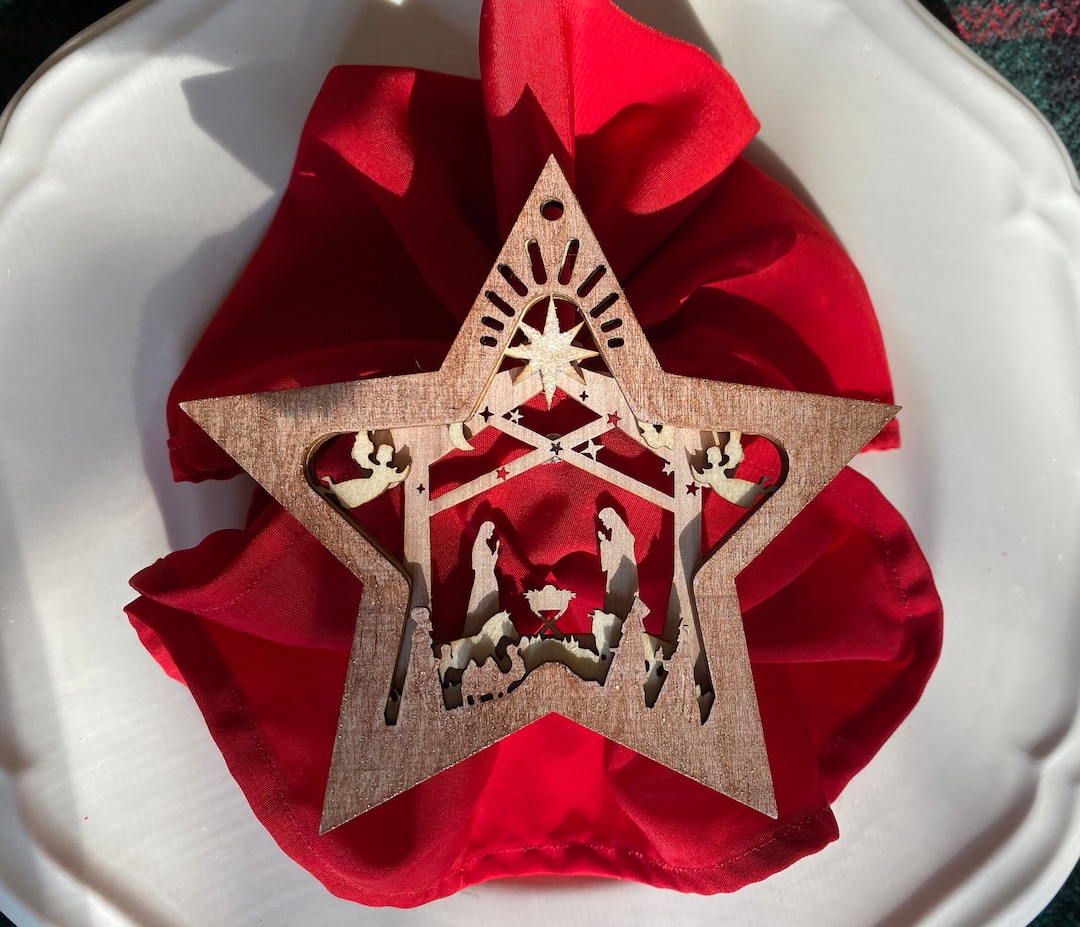 Three Layer Laser-cut Star Nativity Scene Napkin Ring - Etsy
