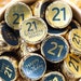21st Birthday Party Favor Stickers Navy Blue & Gold Foil Chocolate Kiss ...