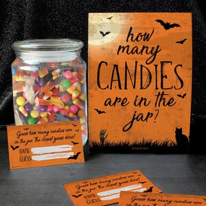 Halloween Guess How Many Candies in the Jar Party Game, Black and ...