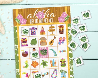 Hawaiian luau bingo | Etsy