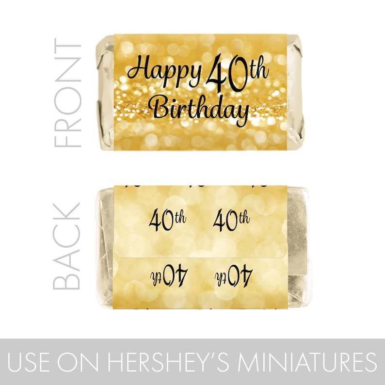 40th Birthday Candy Wrappers for Miniature Chocolate Bars - Etsy