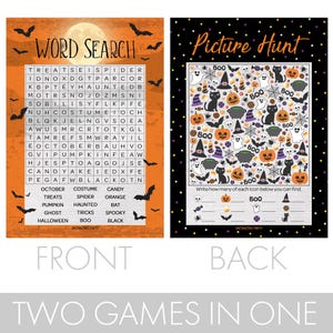 Halloween Party Games Bundle, Word Search & Picture Hunt, 2 Games for ...