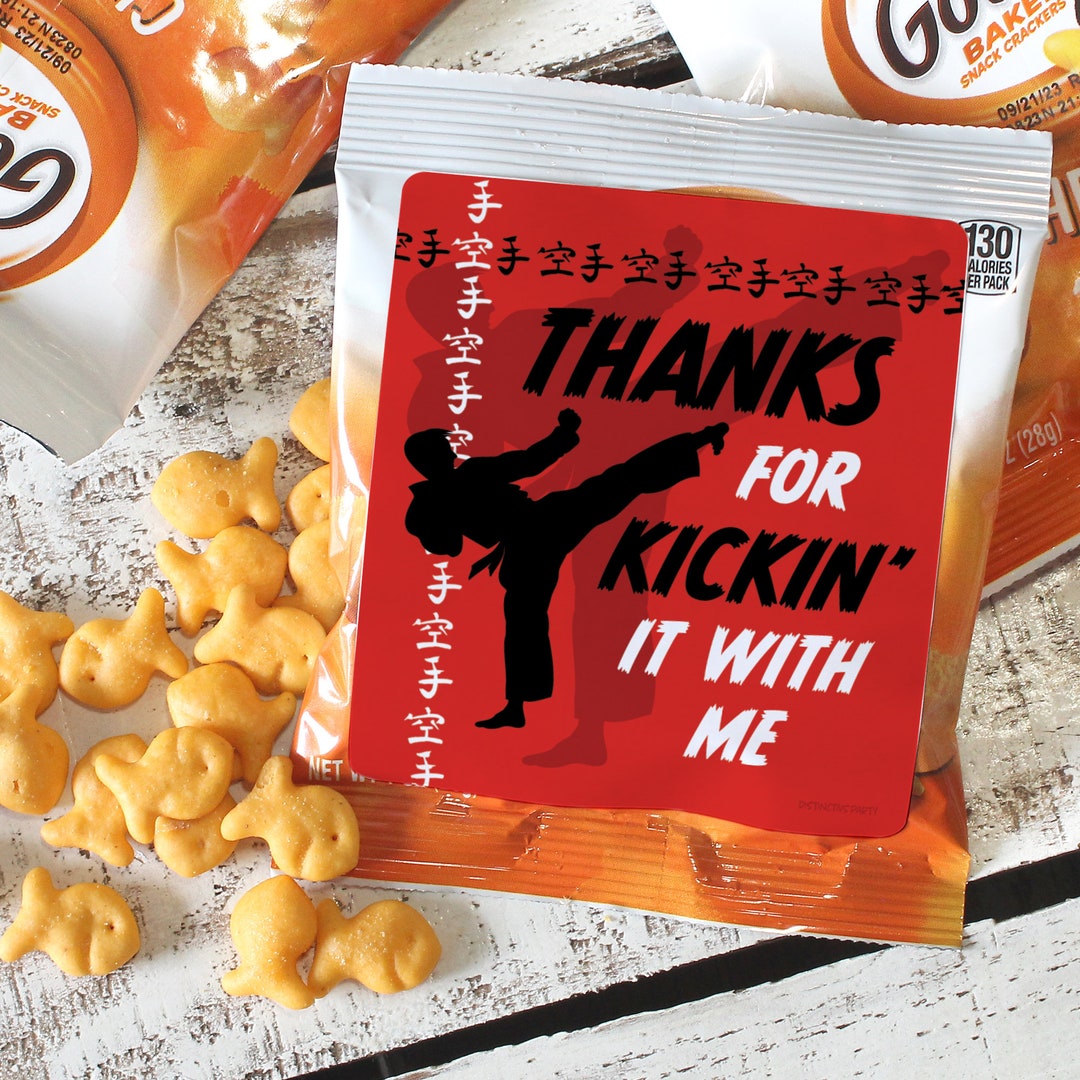 Karate Kid Birthday Chip Bag Wrapper Stickers, Cookie Snack Bag Labels ...