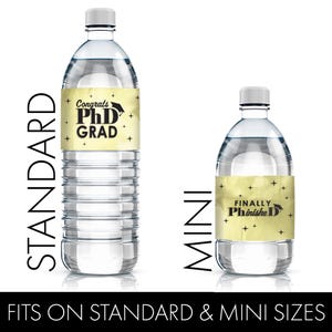 Phd Graduation Party Water Bottle Labels | Waterproof Wrappers ...