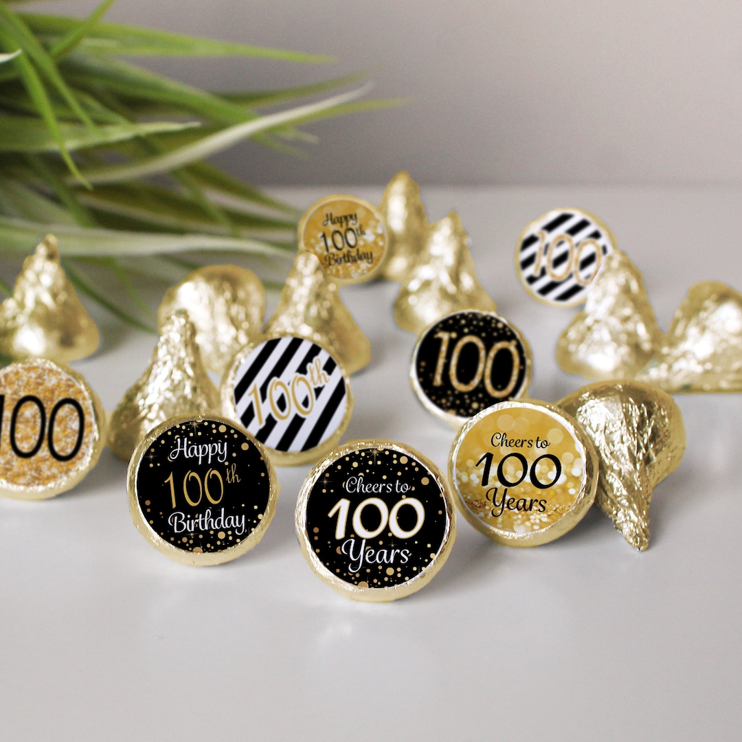 100th Birthday Decorations Black and Gold 100 Years Old Birthday Party ...