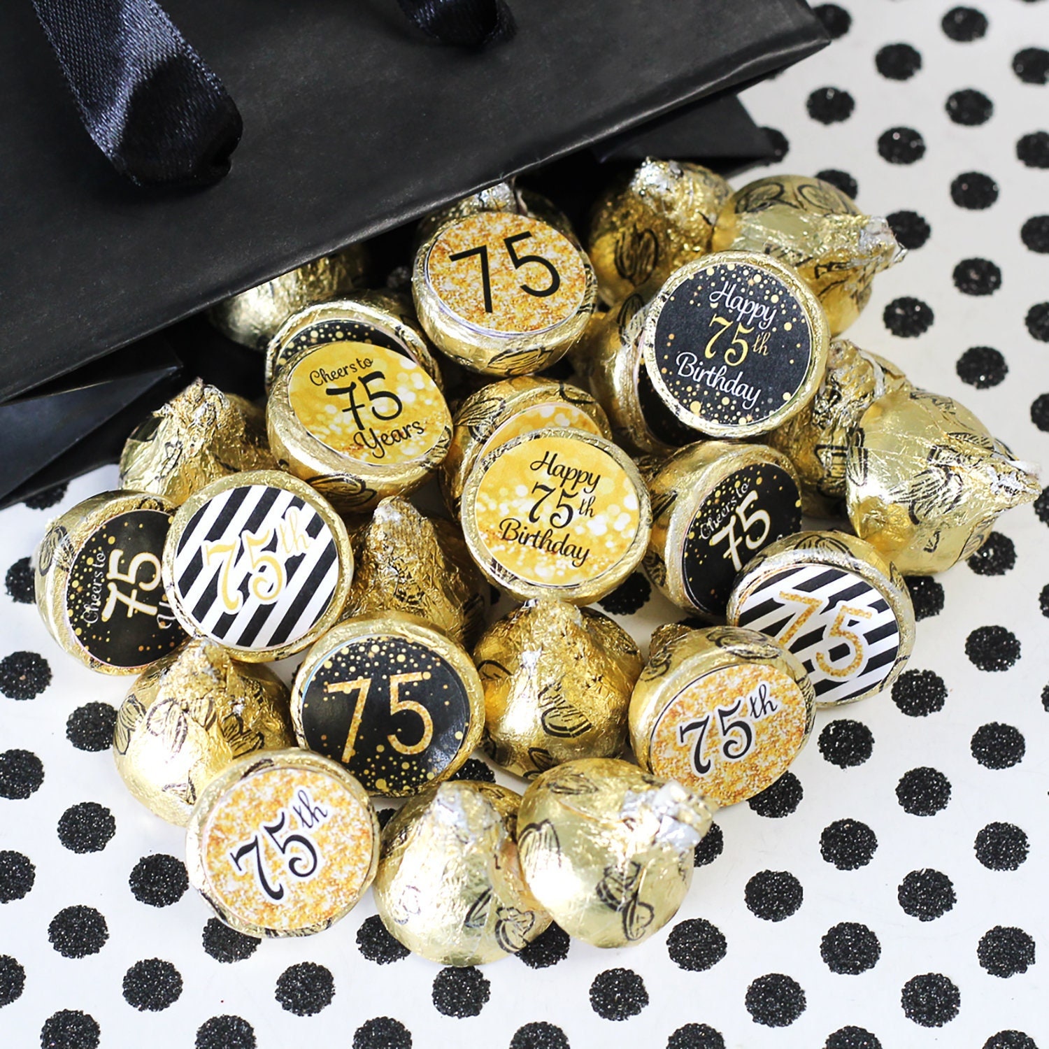 75th Birthday Decorations Black and Gold 75th Birthday - Etsy