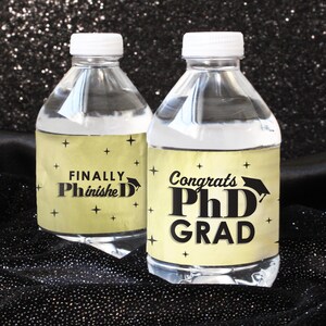 Phd Graduation Party Water Bottle Labels | Waterproof Wrappers ...