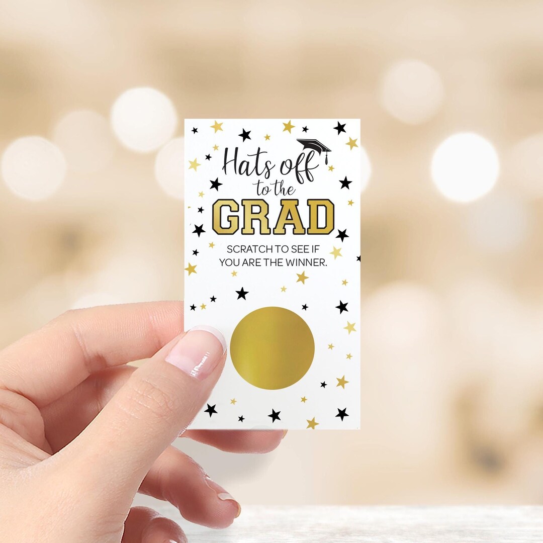 White and Gold Graduation Scratch off Game for Grad Party, Scratch to ...
